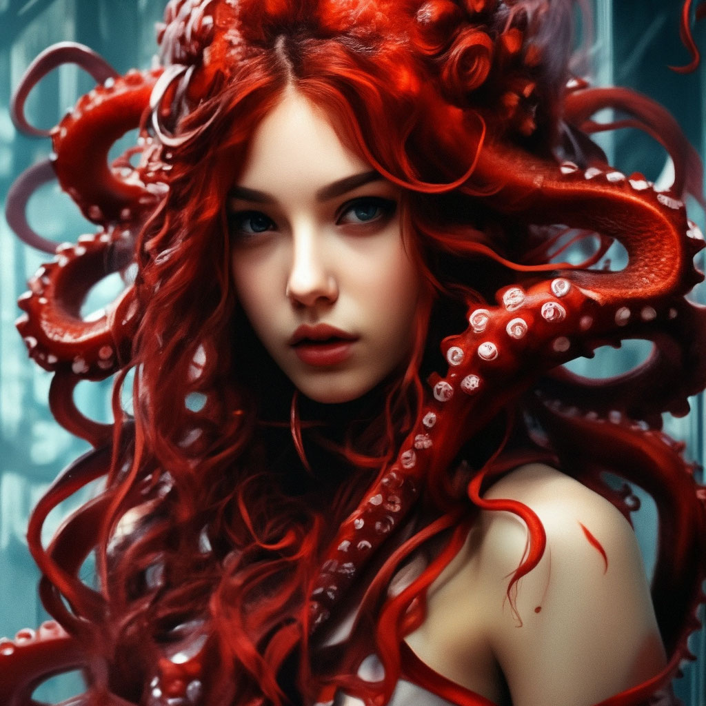 "Octopus girl. a beautiful girl." — image created in Shedevrum