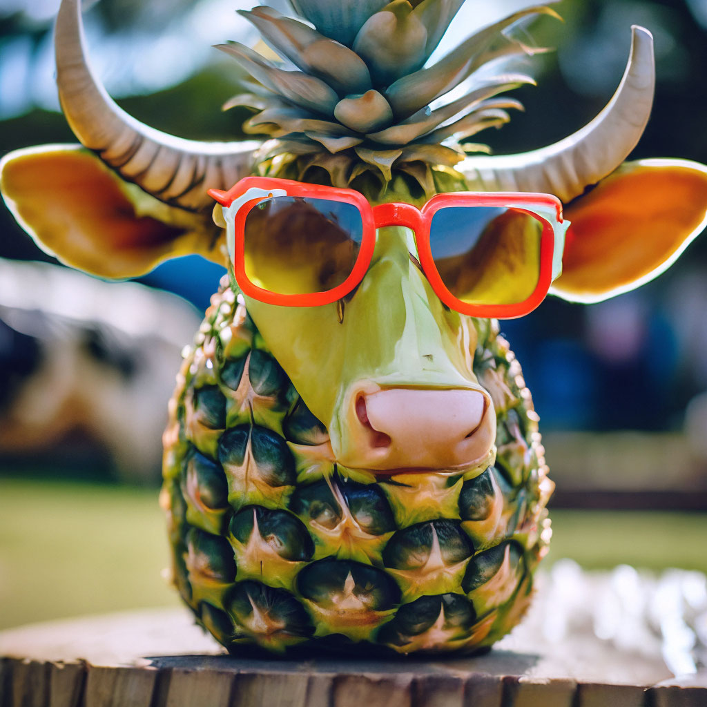 "Cow🐄 + pineapple" — image created in Shedevrum