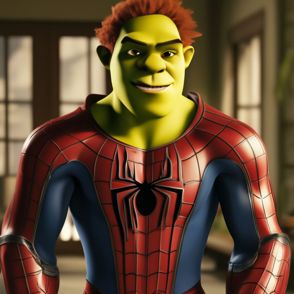 "Shrek the Spider-Man" — image created in Shedevrum