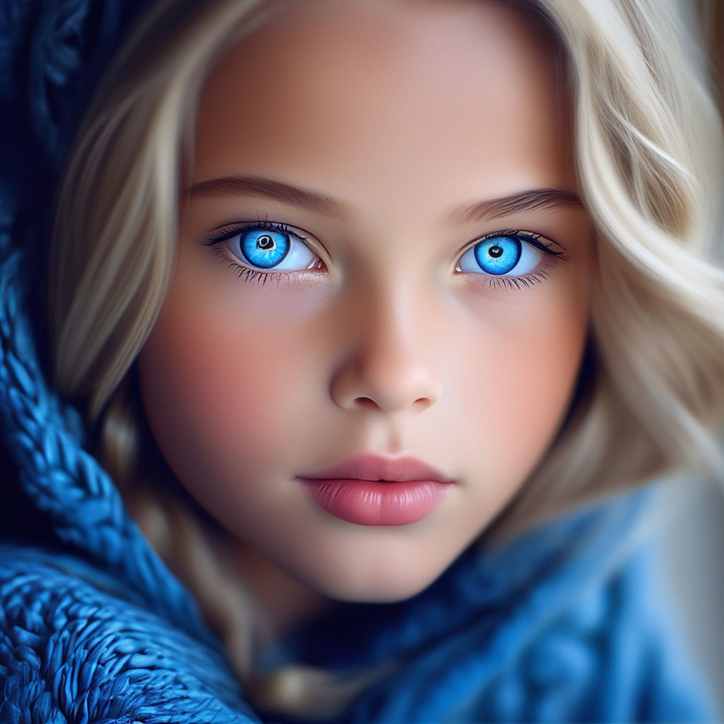 "Beautiful girl with blue eyes" — image created in Shedevrum