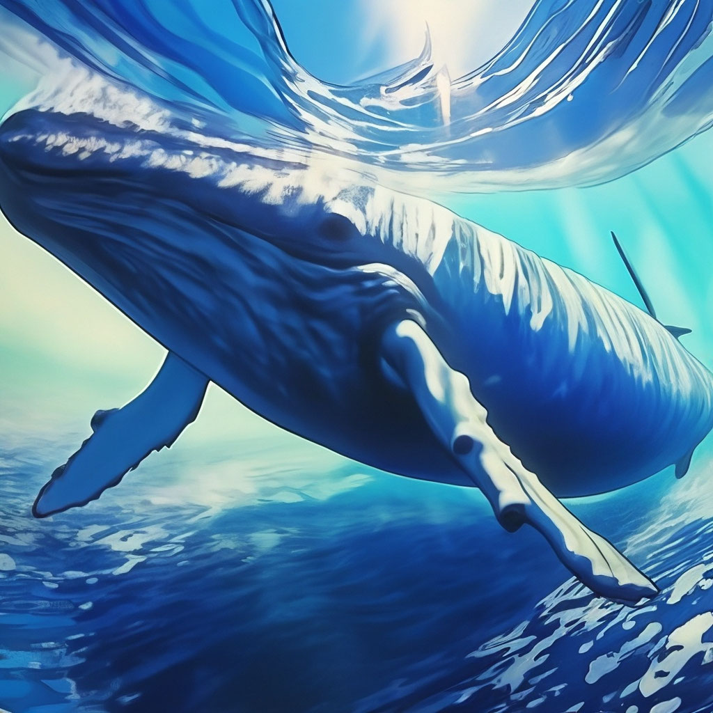 "Blue whale in the blue waters of the ocean, hyperdetalization ...