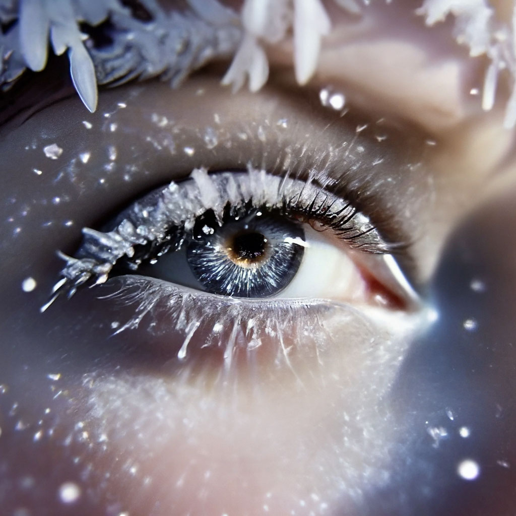 "The frost on the eyelashes is silvering, Frost's kiss on the cheeks ...