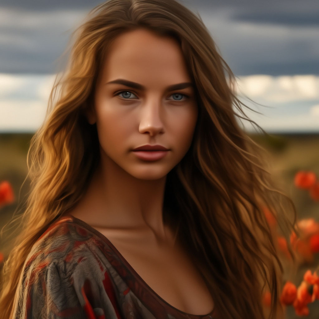 "The Russian soul blooms in the outback, realistic, professional photo ...