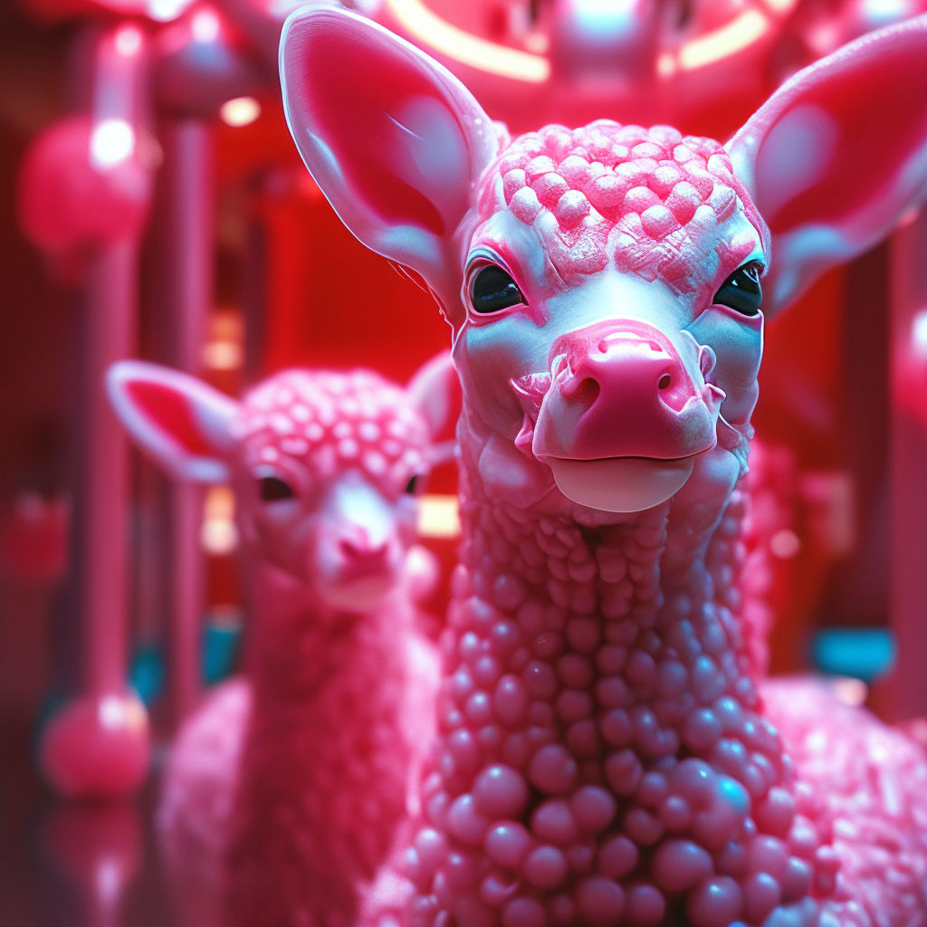 "Cherry red and bubblegum animal, aesthetically pleasing, beautiful ...