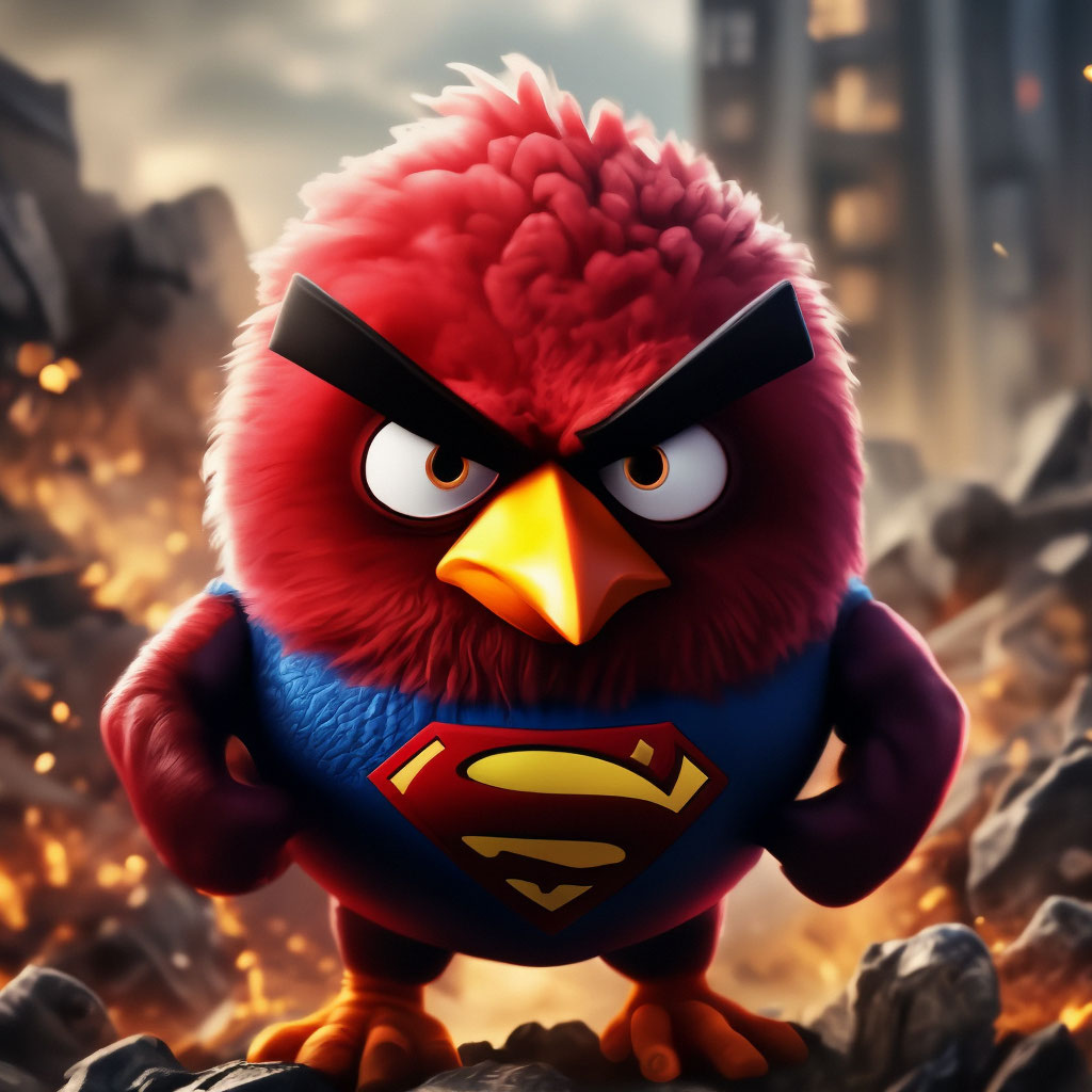 "Engry birds+superman" — image created in Shedevrum