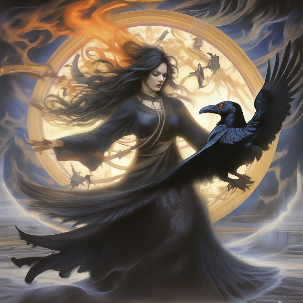 "The witch turns into a crow, shambhala, whirlwind flows. signs, horror ...