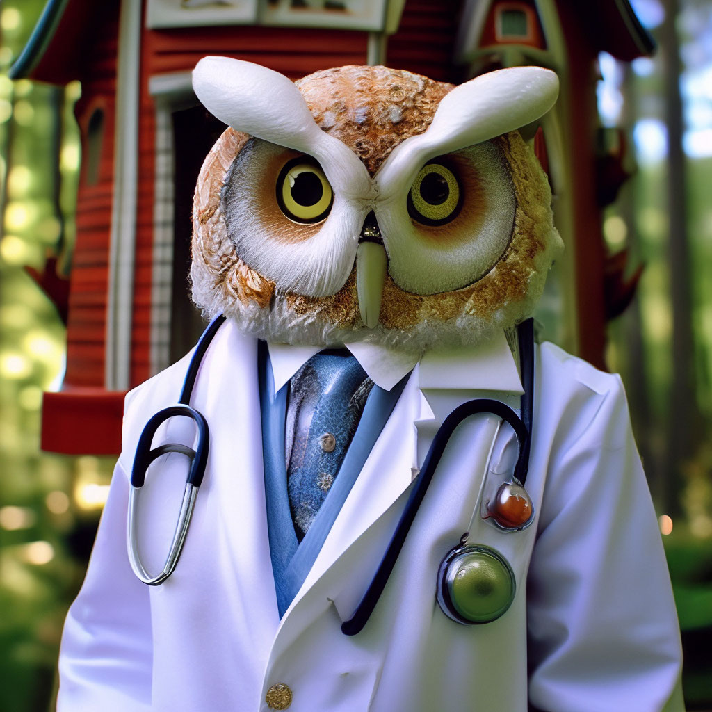 "Doctor Owl, a doctor. lives in the forest. next to Malvina's dollhouse ...