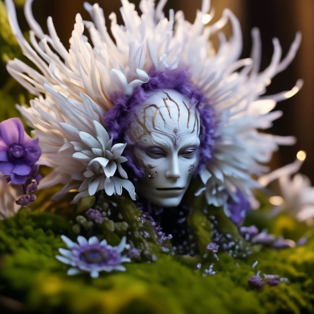 "Amazing mystical creatures, djinn, hyperrealism, white-purple-gold ...