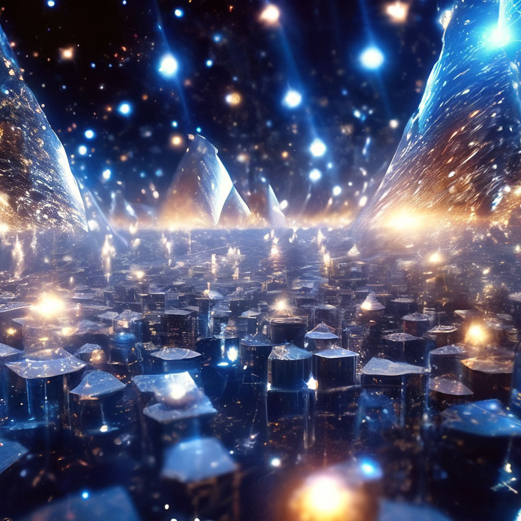 "Space - emptiness and stars made of fantastic luminous crystals ...
