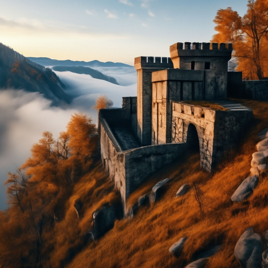 "An old abandoned dilapidated guard fortress high in the mountains ...
