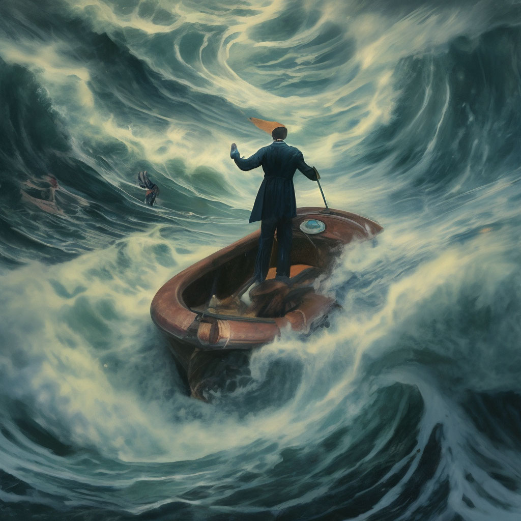 "Going against the current" — image created in Shedevrum