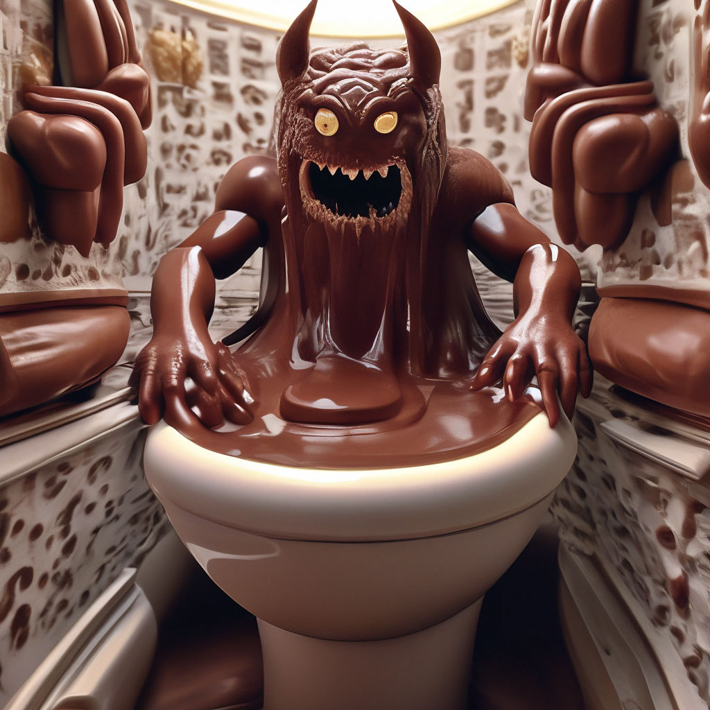 "Toilet, porous chocolate paste floats in the toilet-monster ...