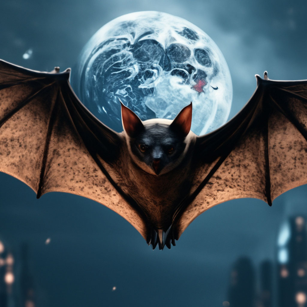 "Bat on the background of the moon, 4K quality, high detail, high ...