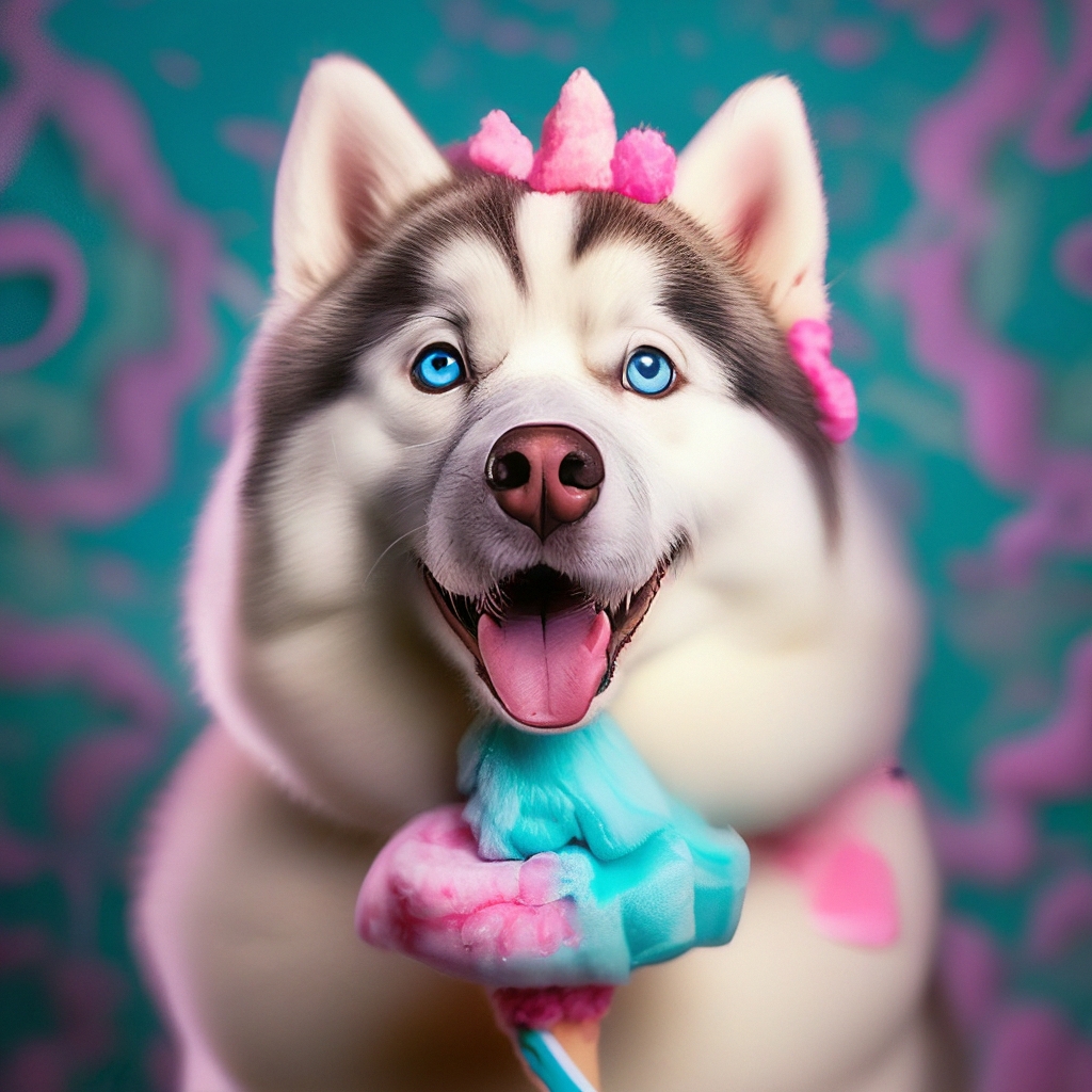 "Husky cotton candy" — image created in Shedevrum