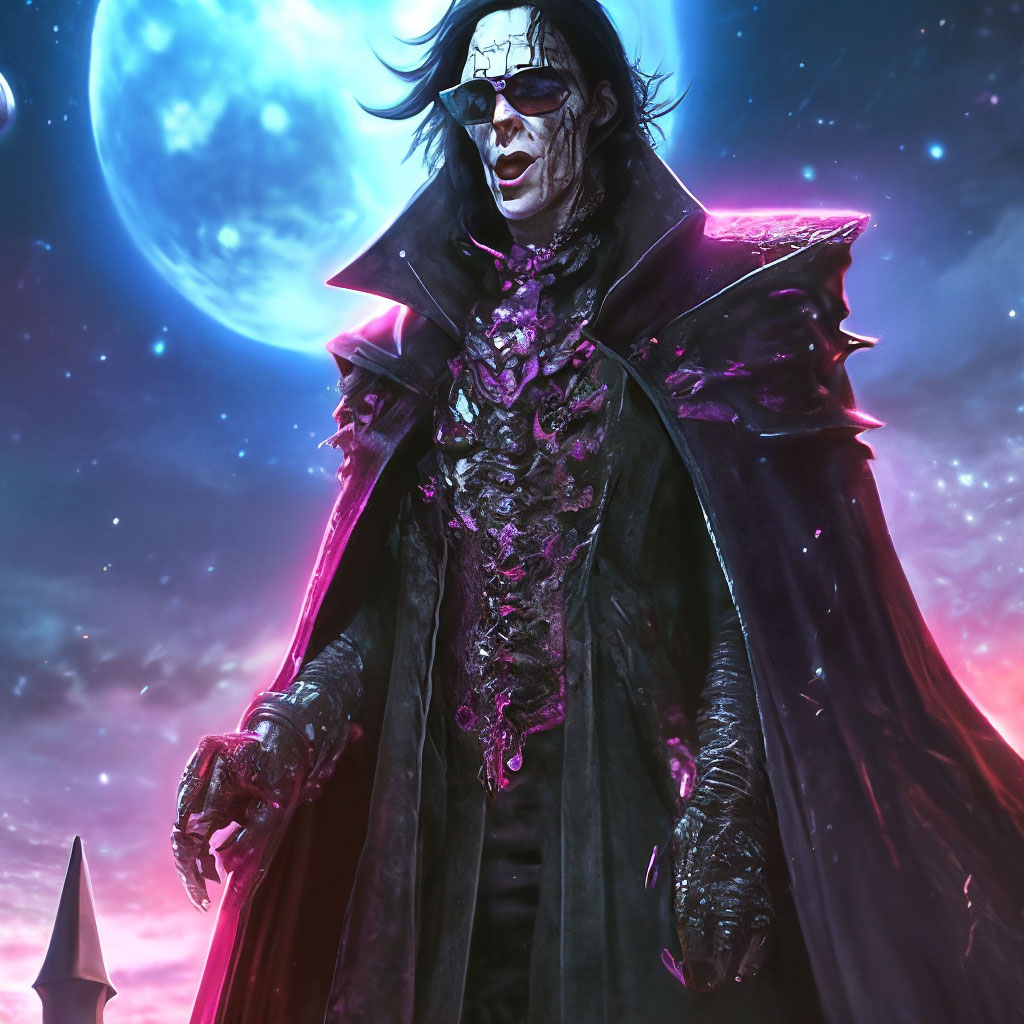 "A gloomy biomechanical Gothic cybernetic pale-skinned vampire zombie ...