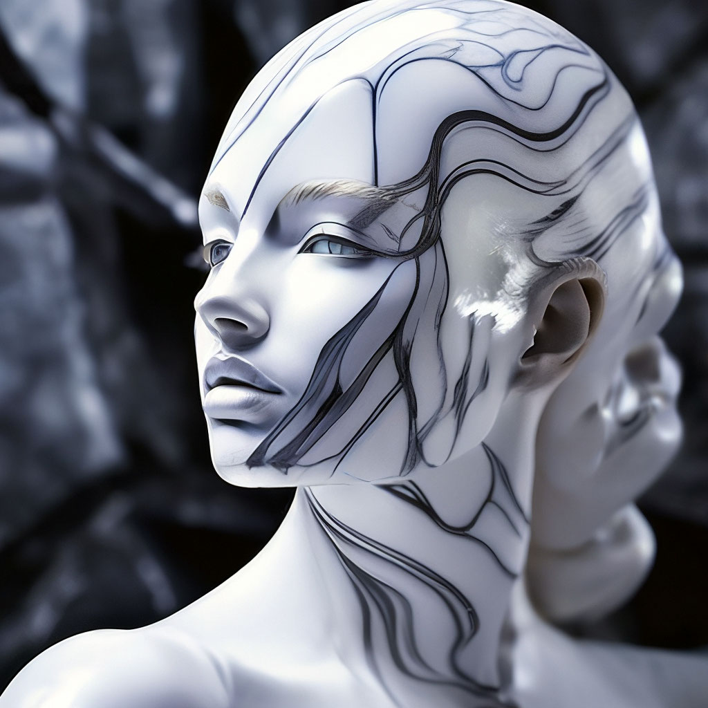 "White marble, face marble,girl,fractal,realistic detailing ...