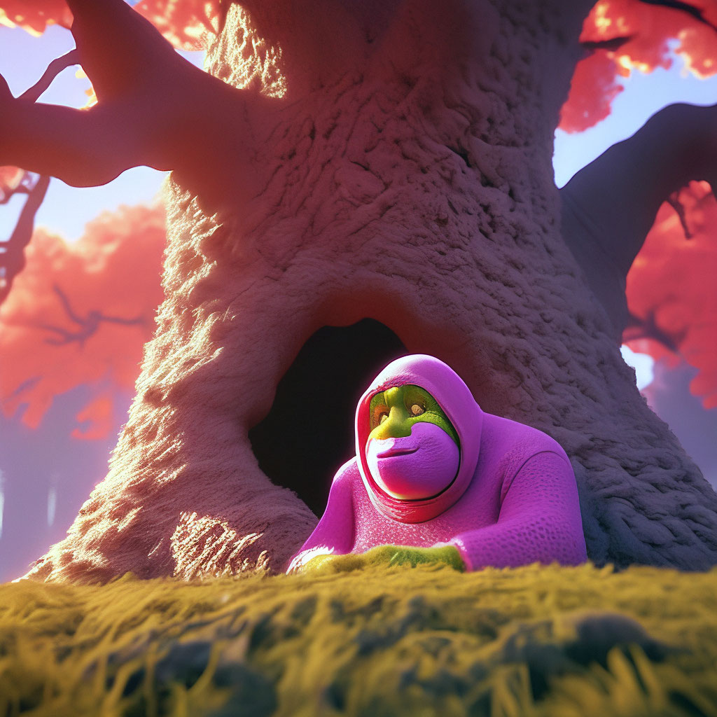 "🌹🤟🔥 "A magical red-hot hollow on an oak tree, inside the hollow Shrek ...