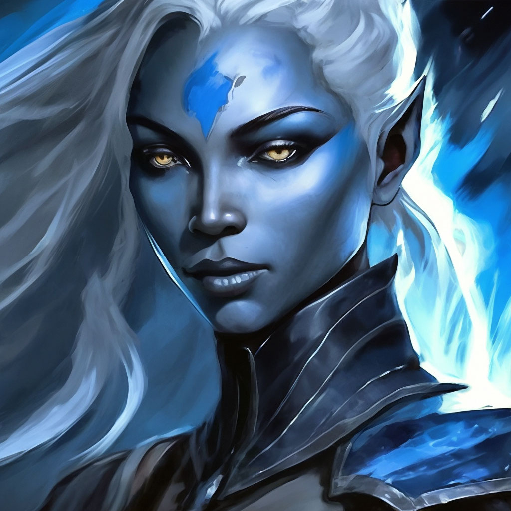 "Dark blue skin of a woman, a woman with blue skin, skyrim dark elf ...