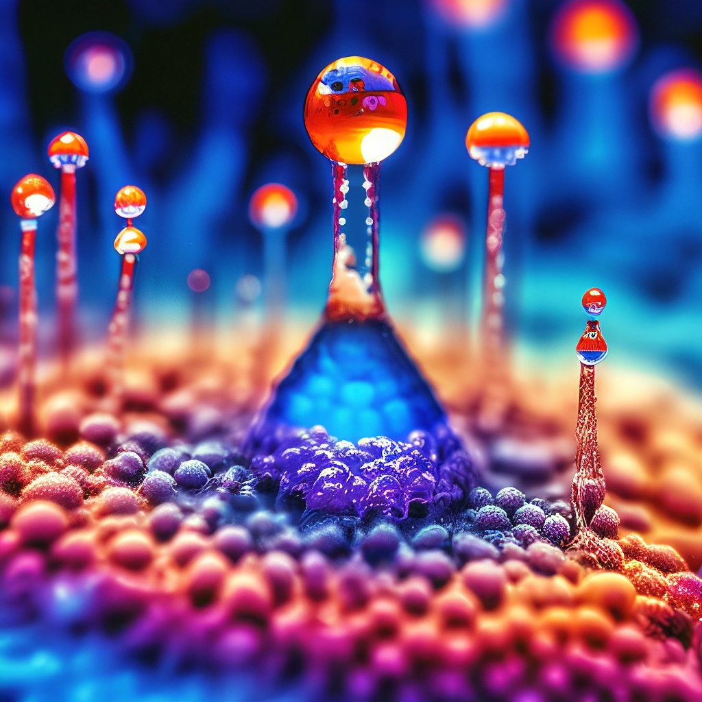 "A drop of water under a microscope" — image created in Shedevrum