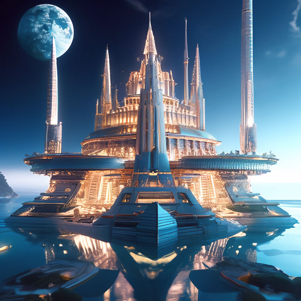 "Atlantis is a castle on water, metal, columns, lights, a spaceship ...