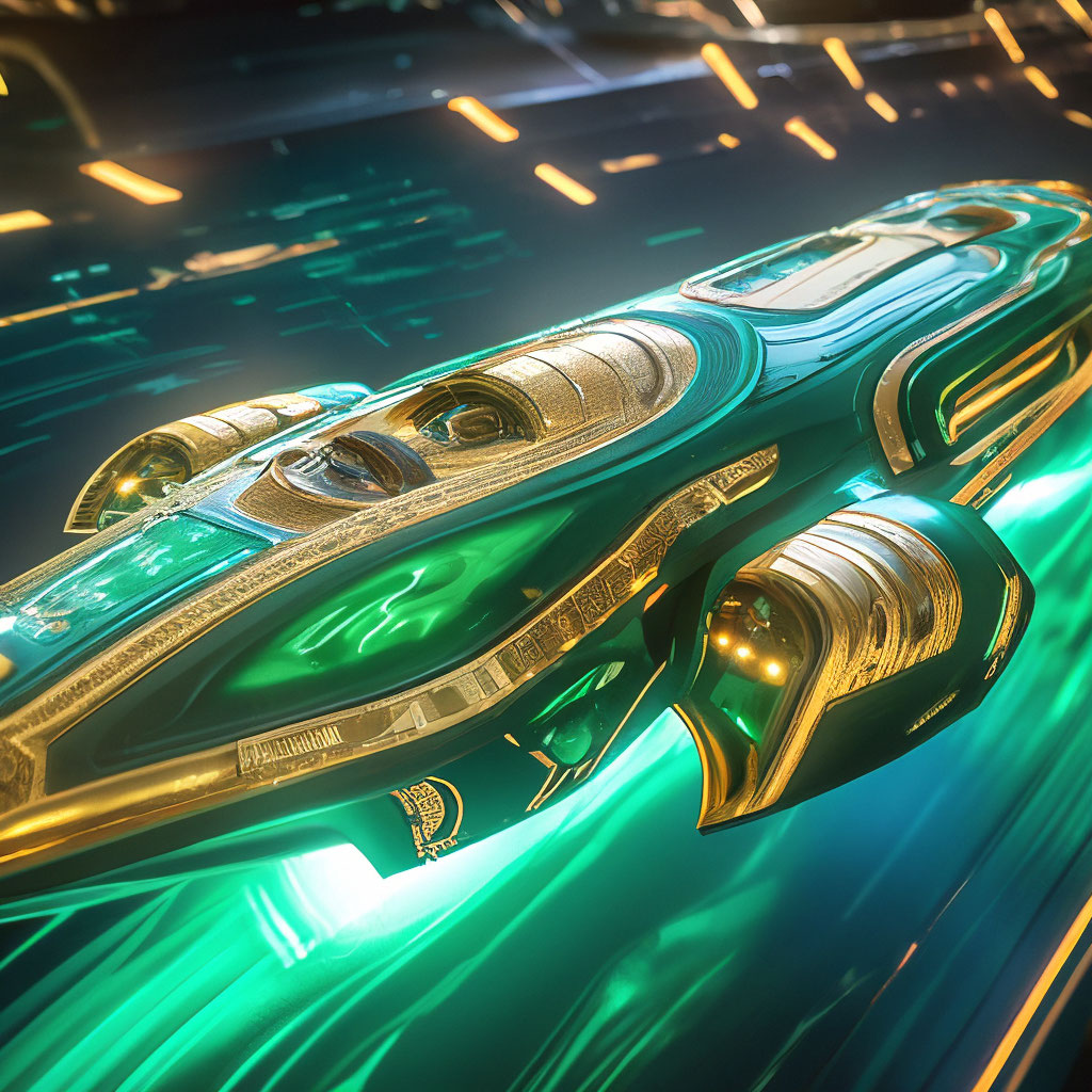 "Futuristic spaceship of the Arcturians, made of emerald, show in ...
