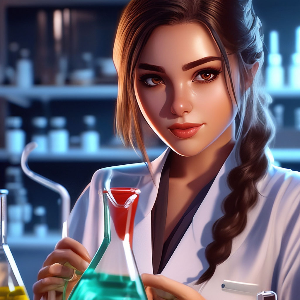 "Chemical analysis laboratory assistant, chemistry, test tubes, girl ...