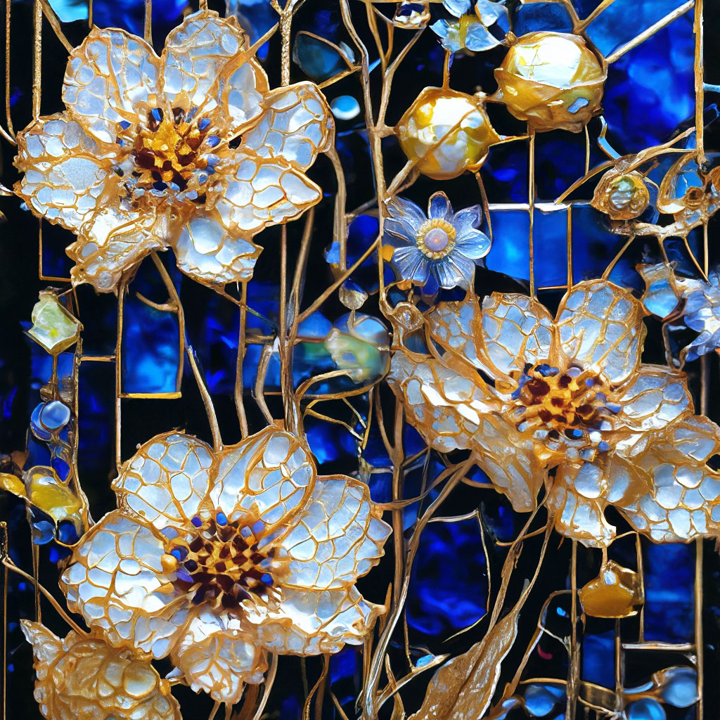 "Wild flowers on mars, floral embroidery, grunge, glass, dark botanical ...