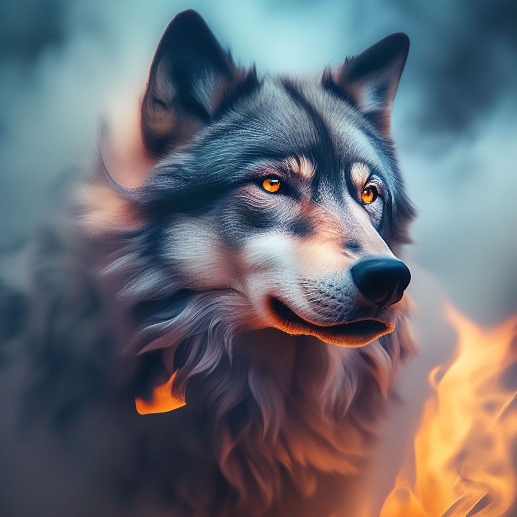"The smoky wolf" — image created in Shedevrum