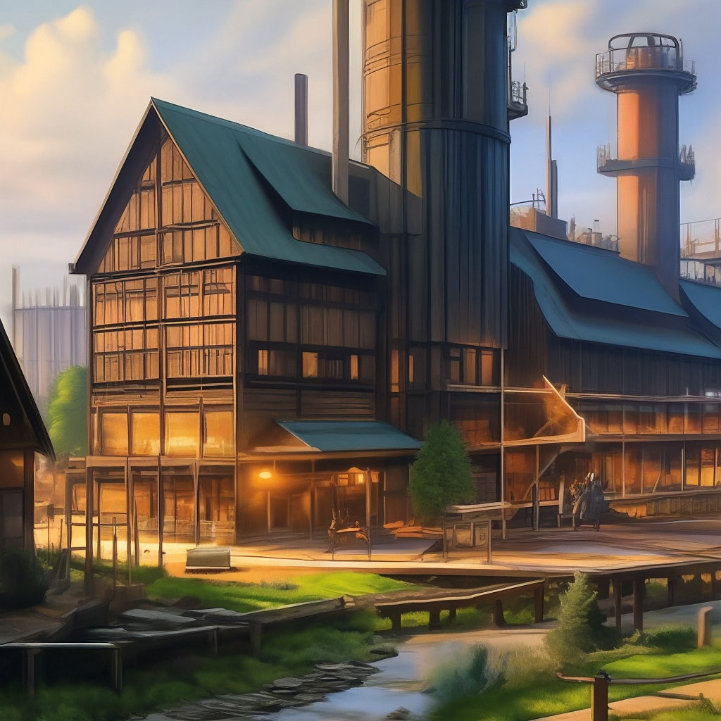 "Industrial landscape, factory in the half-timbered style. high ...