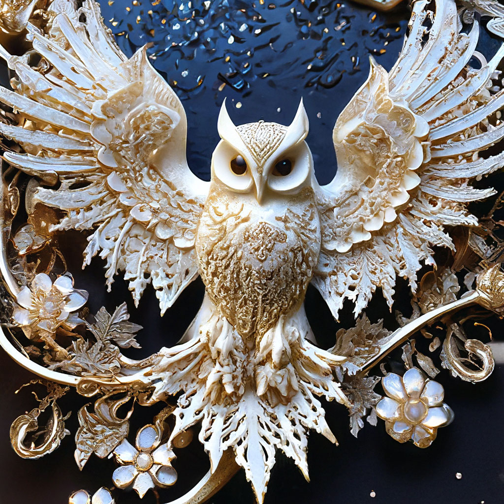 "Beautiful realistic owl 🦉 created in the style of ivory cutting carved ...