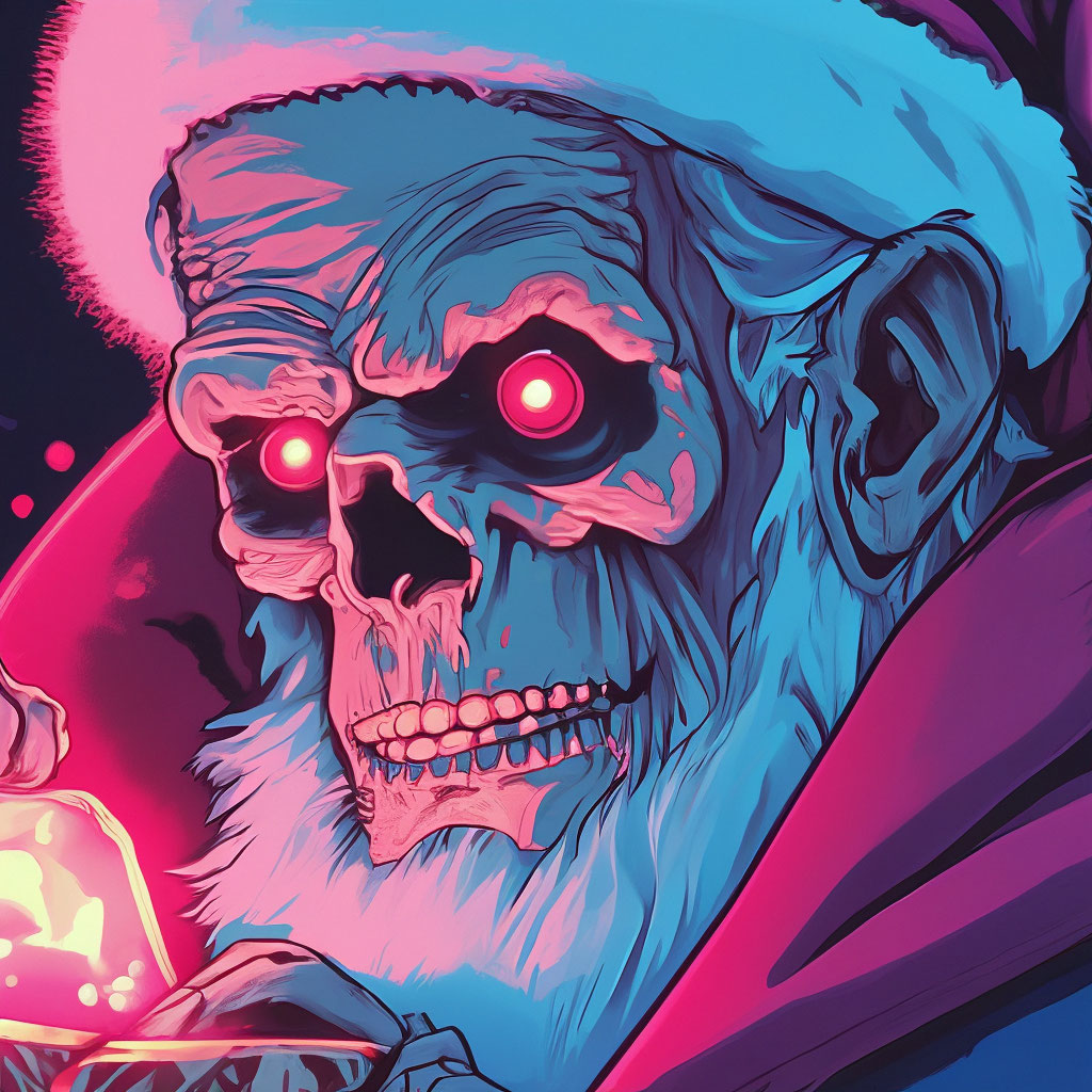 "An icy skinny evil old man with a skull in the place of the head where ...