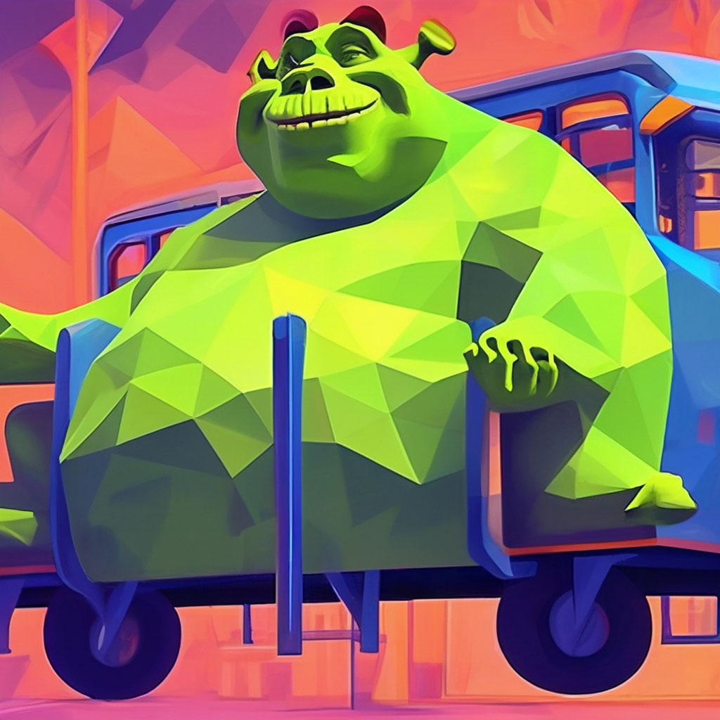 "Fat Shrek on the bus, shekolad, antics, space, absurdity, humor ...