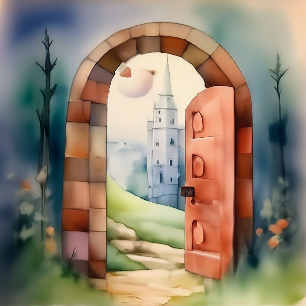 "The door to a fairy tale watercolor, realistic, minimalism" — image ...