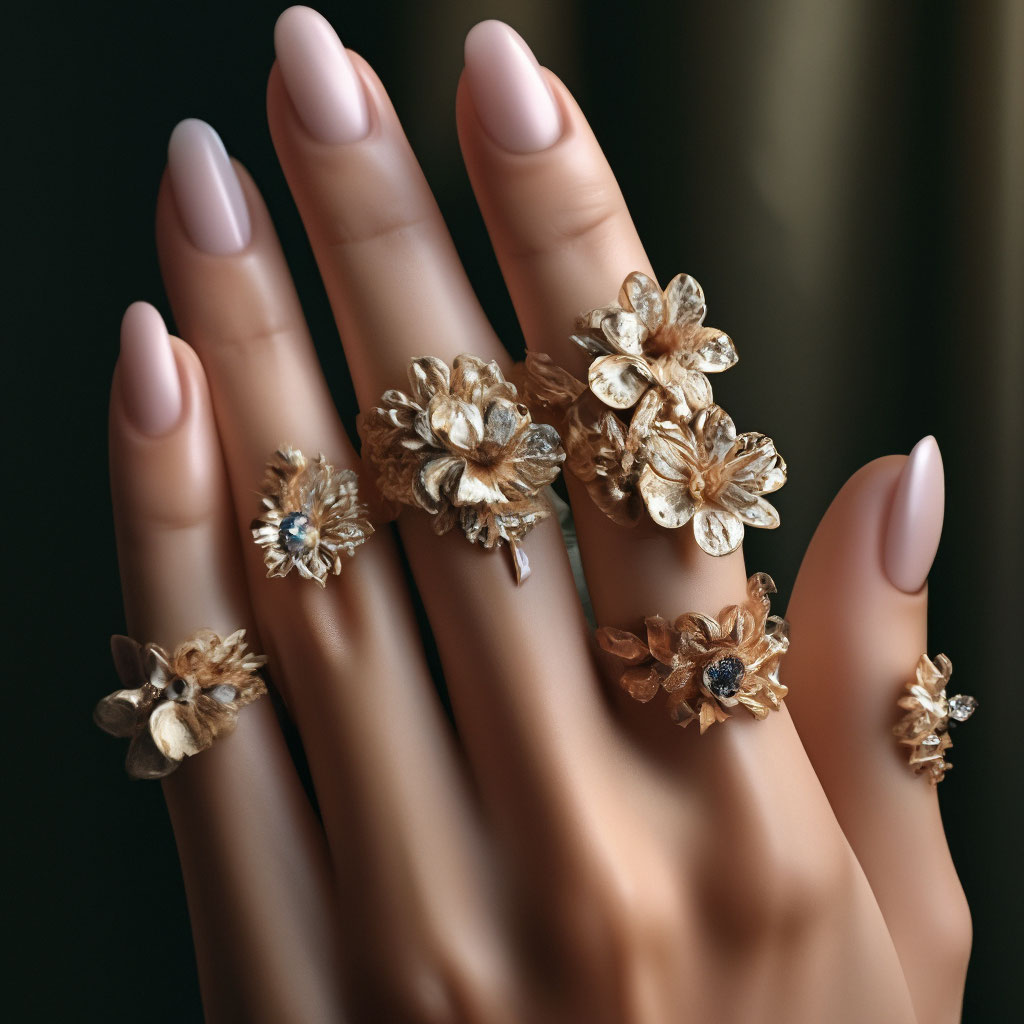"Beautiful hand with 5 fingers with shining flower decorations ...