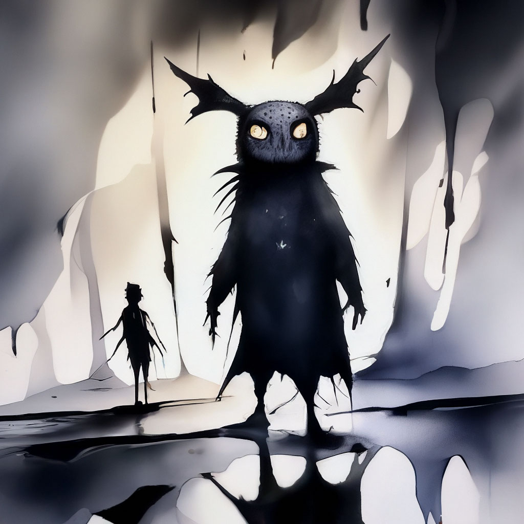 "The Babadook. Stunning, ultra-detailed, abstract, watercolor sketch ...