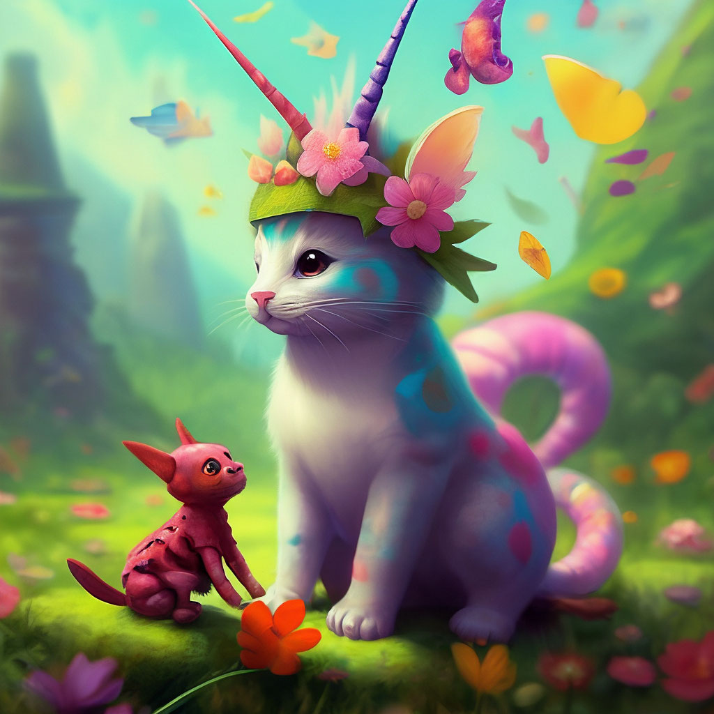 "Unicorn+cat+grasshopper" — image created in Shedevrum