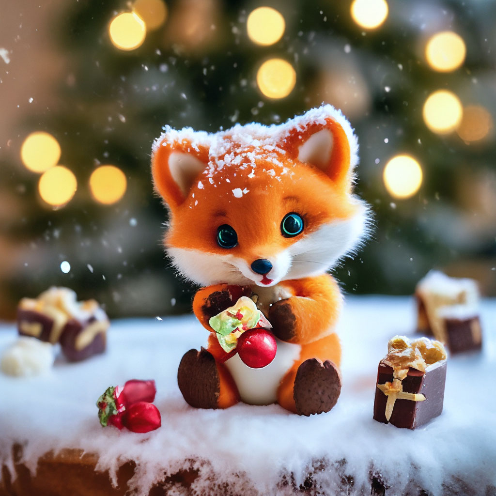 "For 🍃🐞 Ladybug 🐞🍃 cute beautiful fluffy funny fox cub carries caramels ...