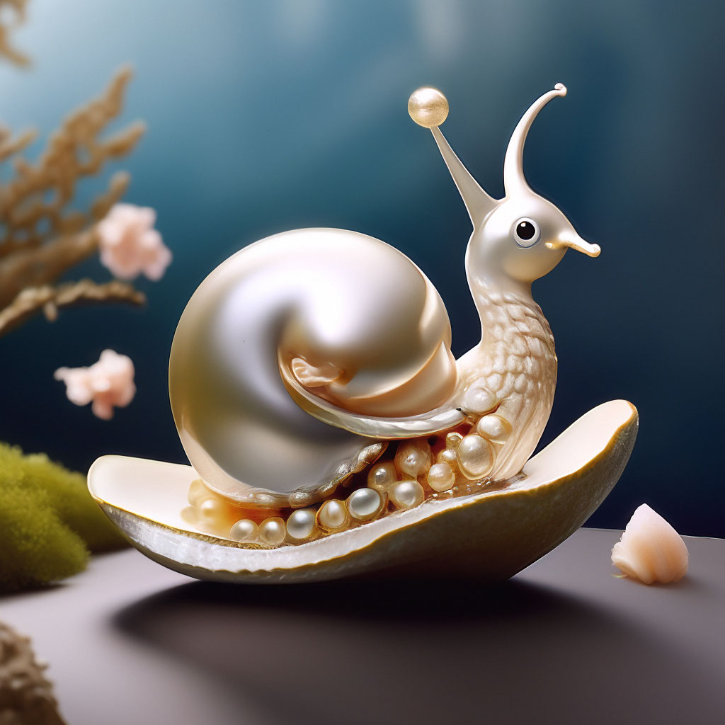 "Snail 🐌 pearl" — image created in Shedevrum