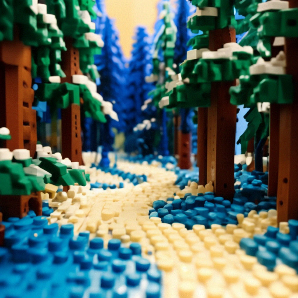 "Winter forest, in the lego style" — image created in Shedevrum