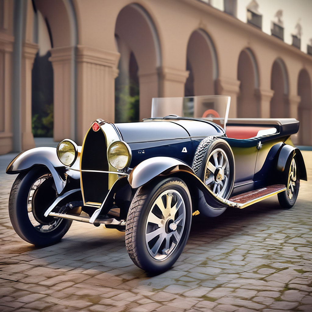 "Bugatti Type 38A Tourer by J. Figoni, 1927, realistic, 3/4, high ...