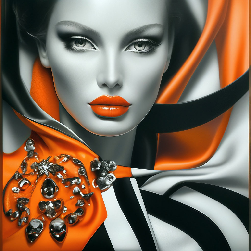 "Photorealism,high fashion, from Versace, woman sensual lips, alluring ...