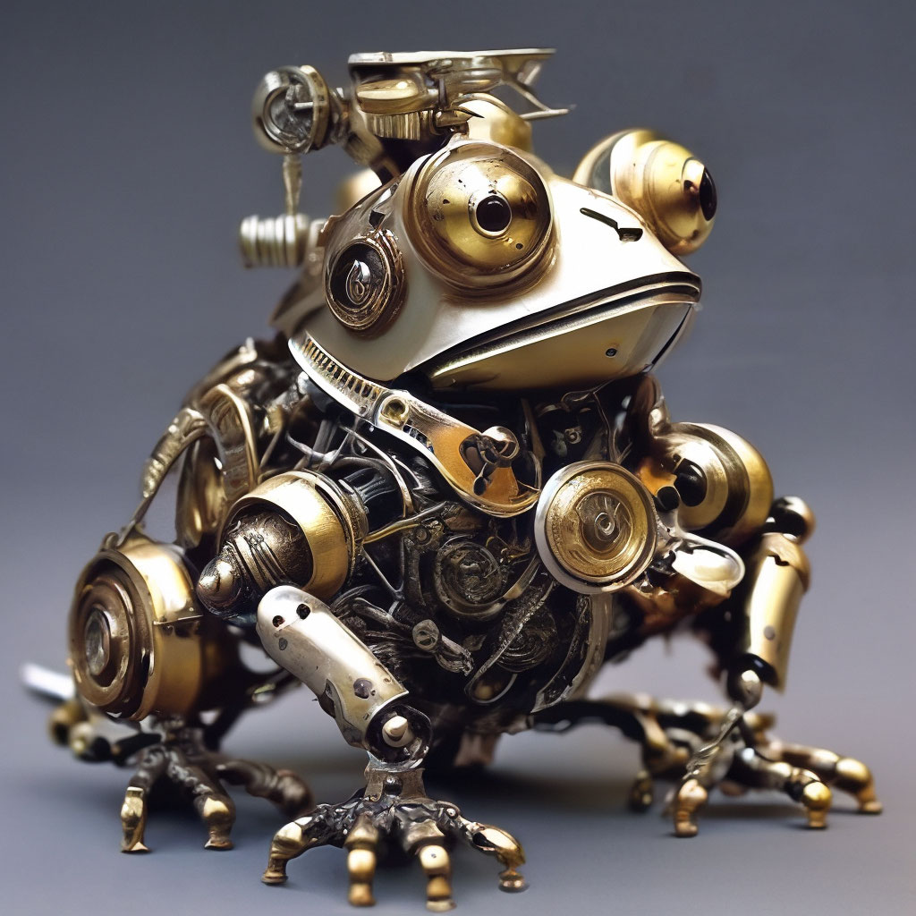 "Mechanical frog" — image created in Shedevrum