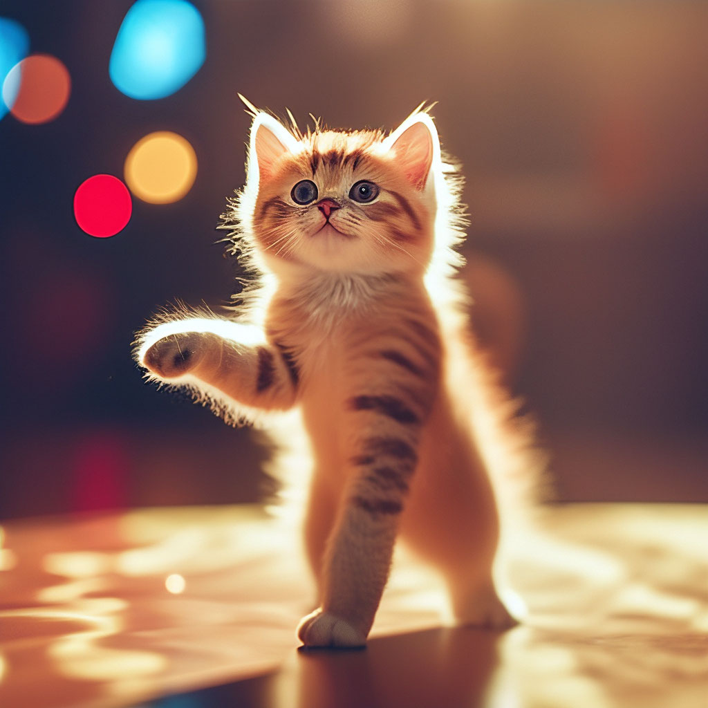 "Cute kitty dancing, aesthetically pleasing, beautiful, professional ...
