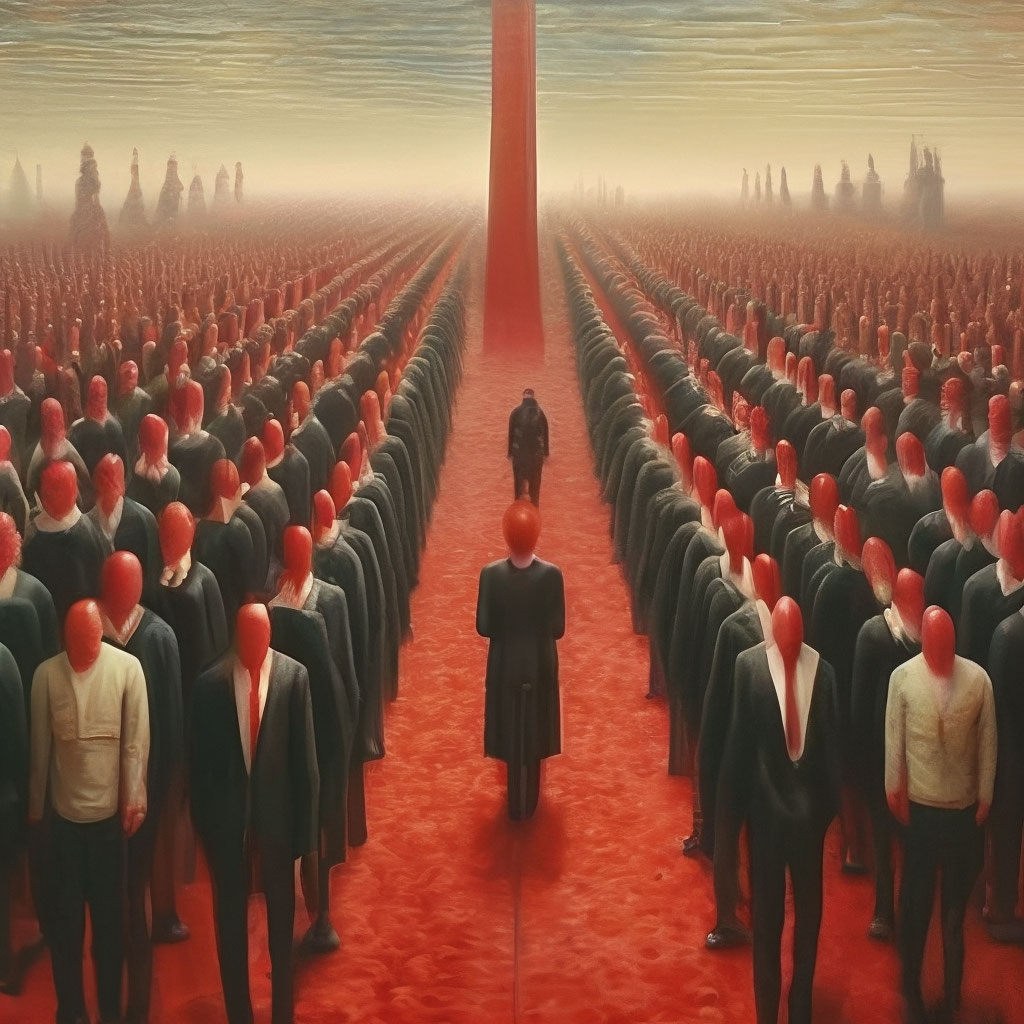 "Collective responsibility, collective guilt" — image created in Shedevrum