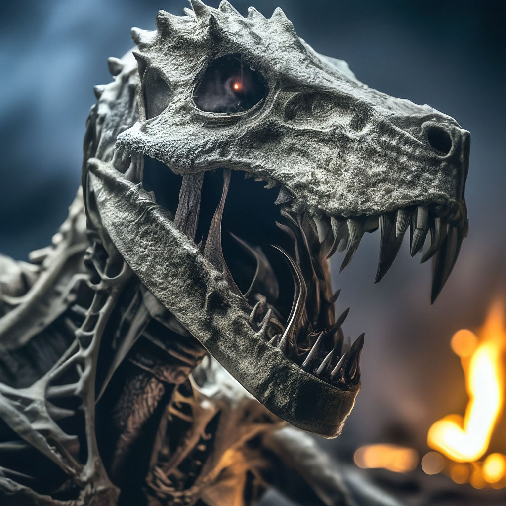 "Horror Man Dinosaur vampire, gradually turns into a skeleton ...