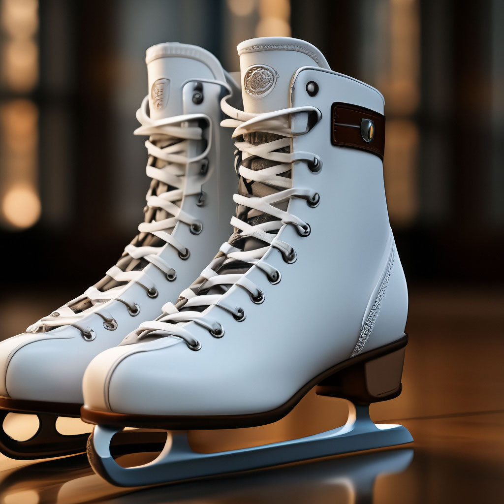 "White figure skating skates, drawing of genuine leather, steel blades ...