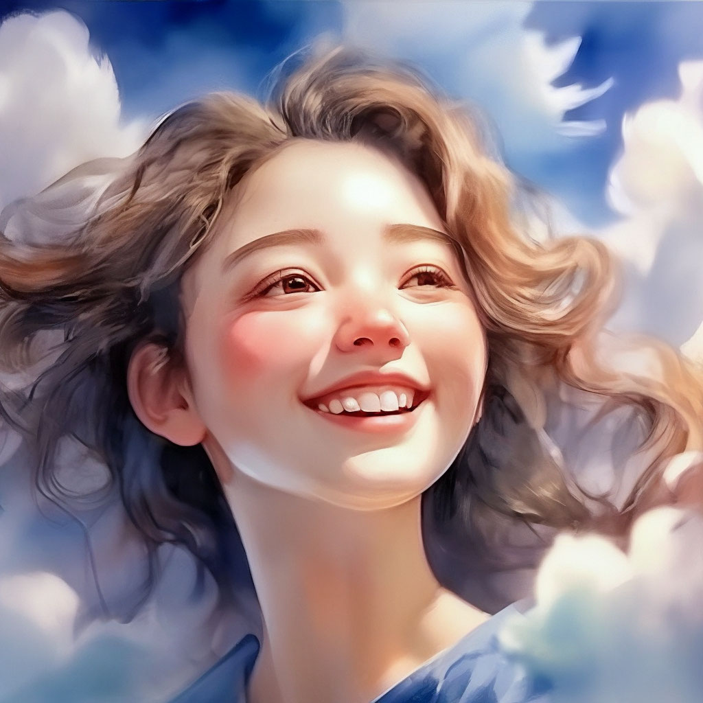 "The cheerful expression of the face is gradually reflected in the ...