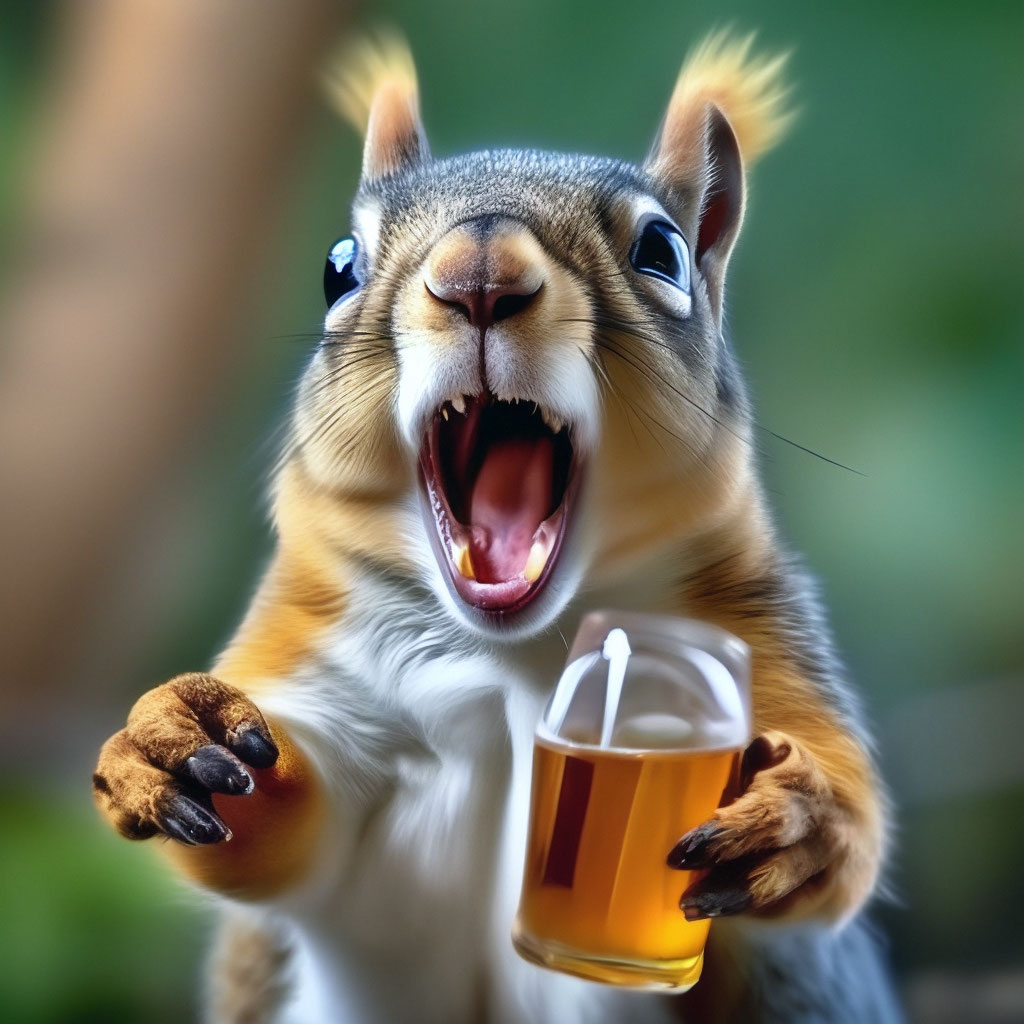 "If you drink a lot, you'll meet this Crazy squirrel laughing ...
