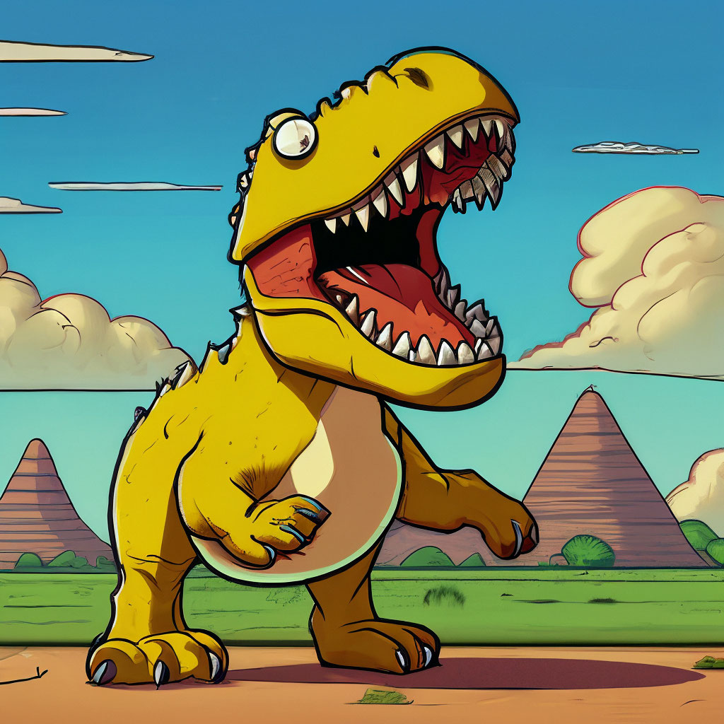 "A tyrannosaurus rex in the style of the Simpsons" — image created in ...