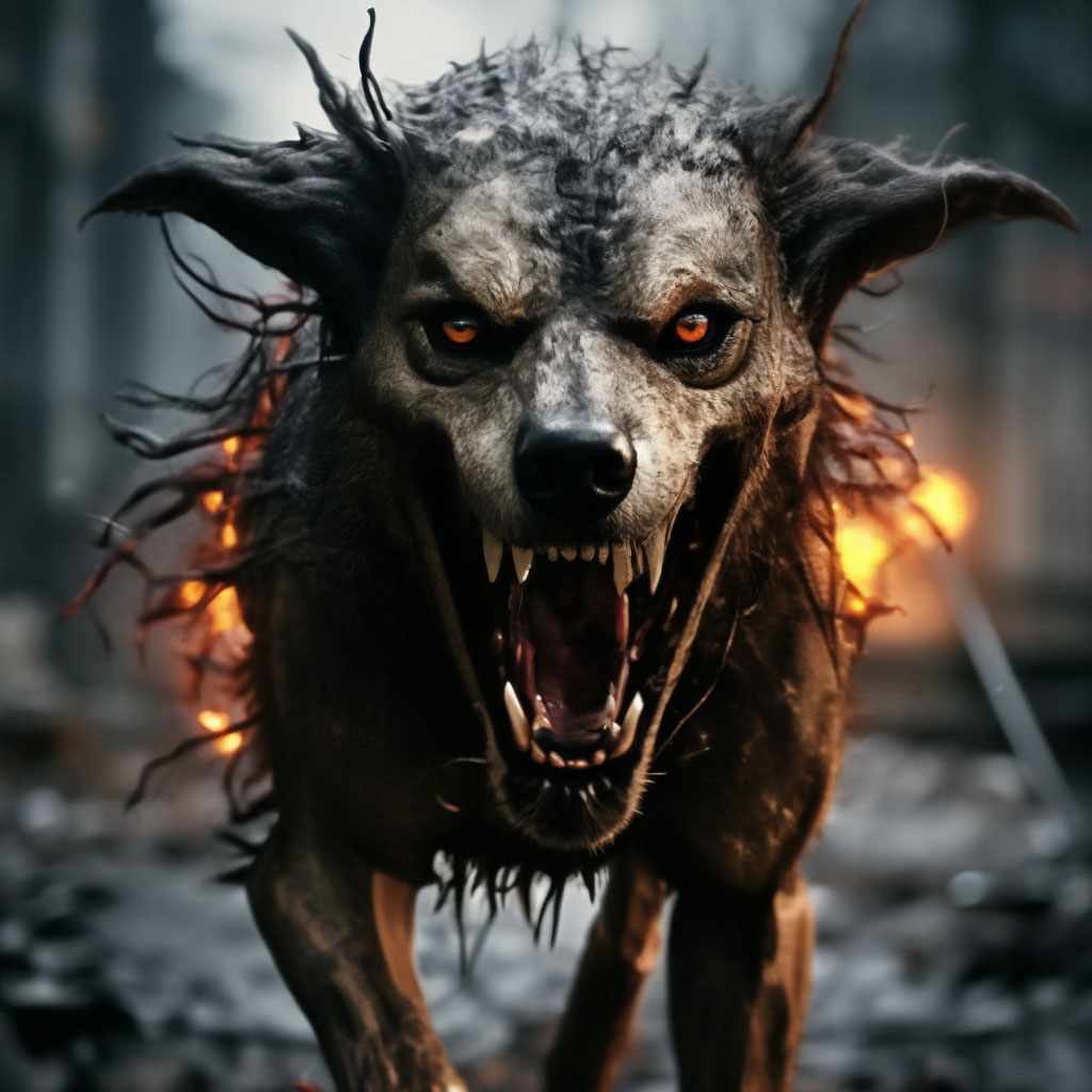 "Scary mutant dog" — image created in Shedevrum